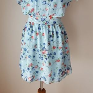 Mango | Dresses | Mango Gorgeous Blue Floral Chiffon Dress Like New ...